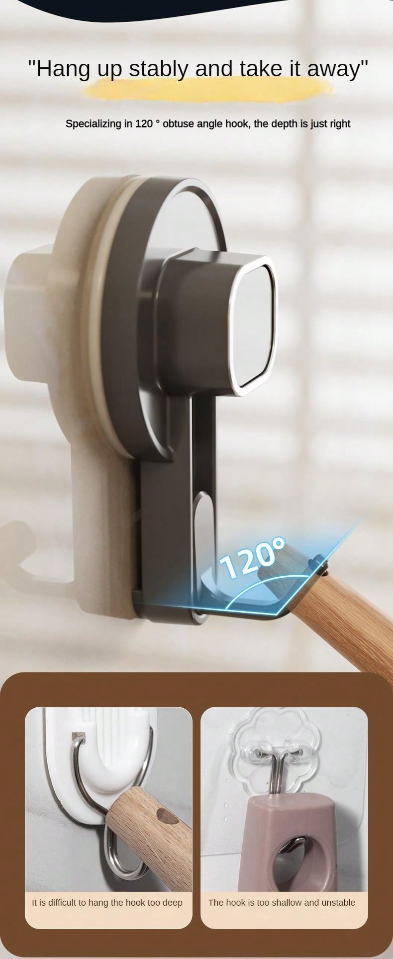 Heavy Duty Suction Hook, Vacuum Suction Cup Wall Mounted Hook For ...