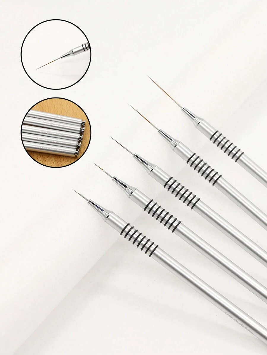 Nail Art Pinsel, 5er-pack Edelstahl Spitzen Mit Ultrafeinem Pinsel Zum ...