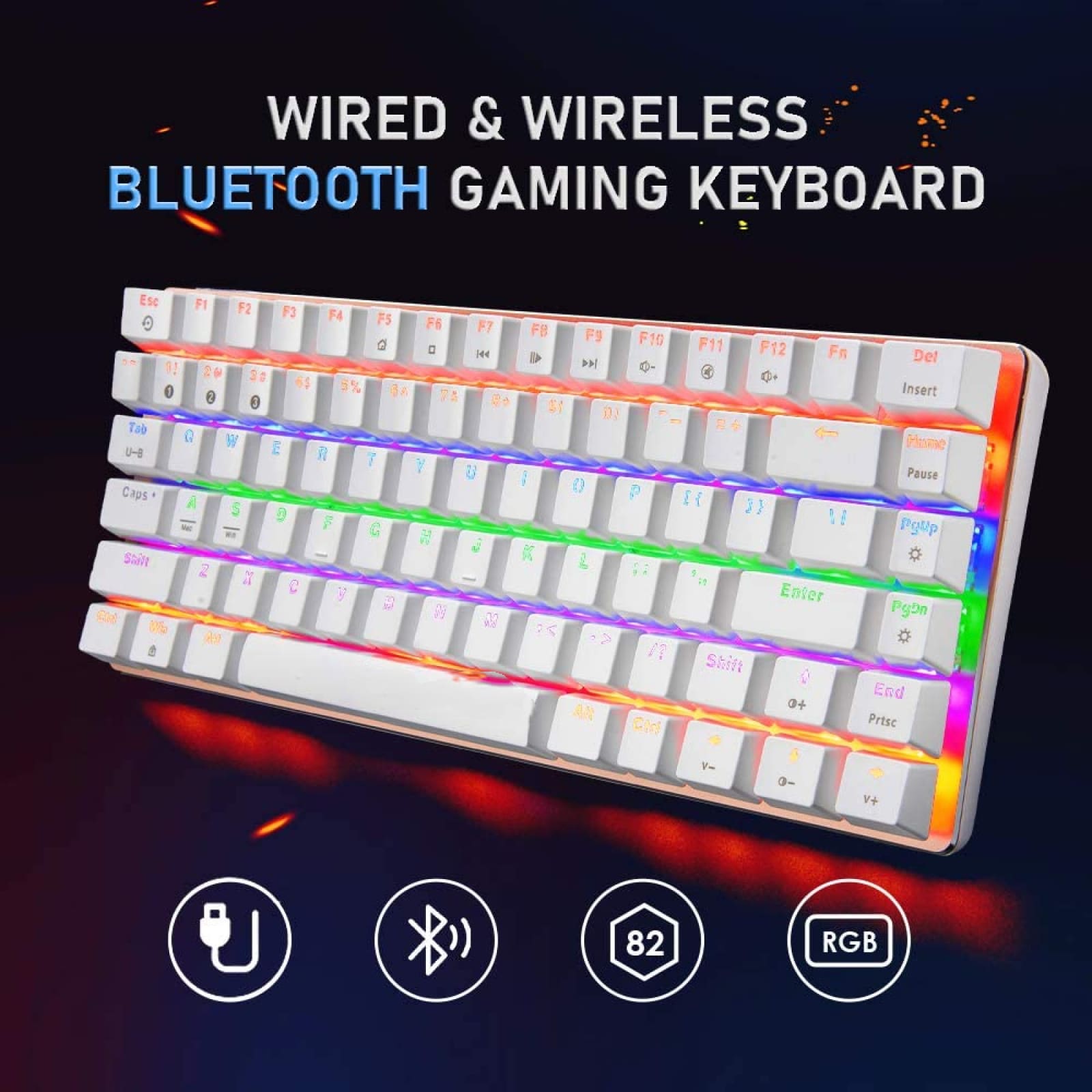 Game Mechanical Keyboard, TKL Wireless Game Keyboard Rechargeable ...