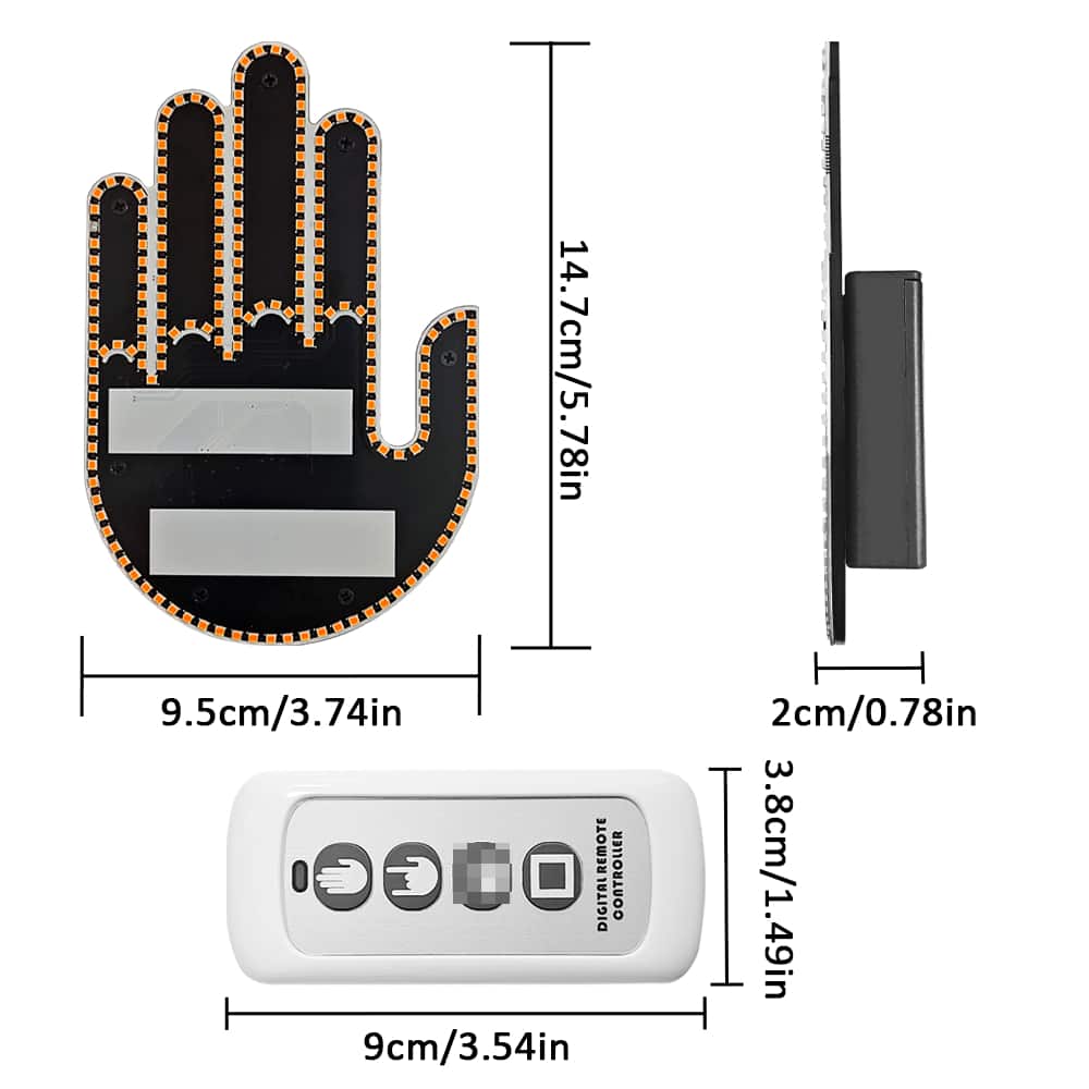 Car LED Gesture Light Car Finger Light With Remote Road Rage Signs ...
