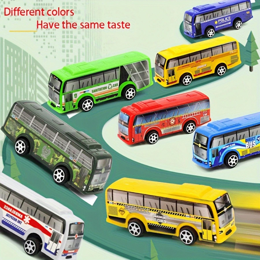 2pcs Mini Bus Toys For Kids, Random Colors,Tractor,Car,Tayo Bus Toys ...