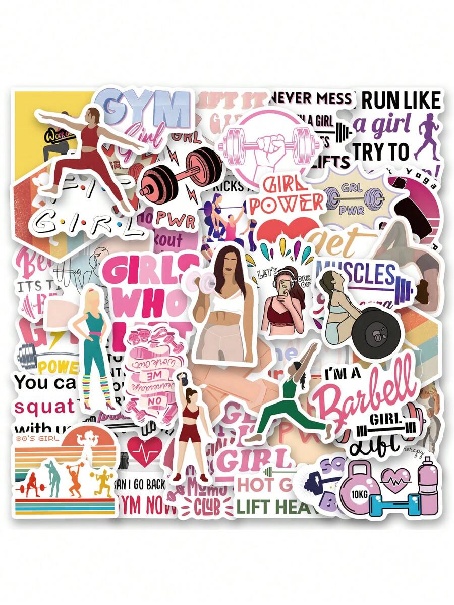 62PCS Girl Workout Stickers Vinyl Waterproof Stickers Scrapbook ...