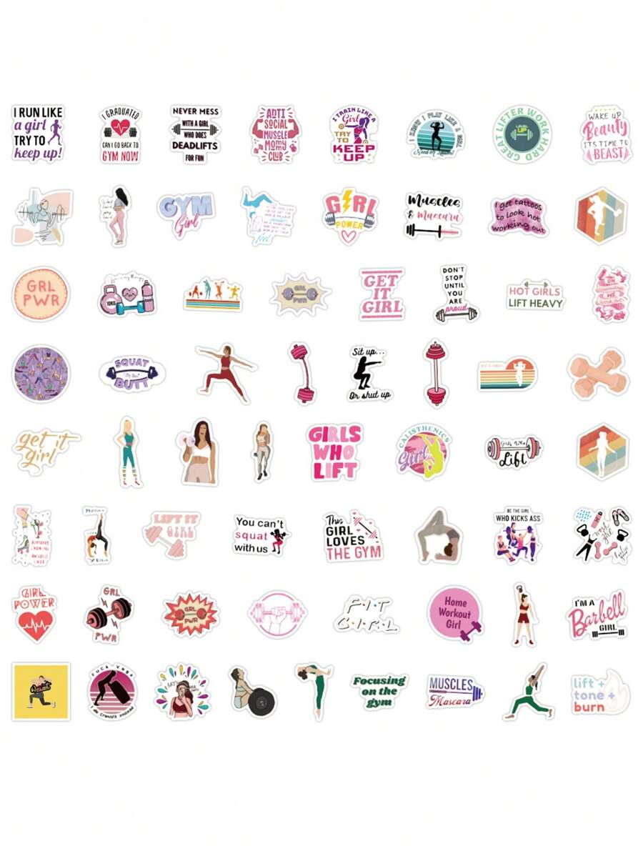 62PCS Girl Workout Stickers Vinyl Waterproof Stickers Scrapbook ...