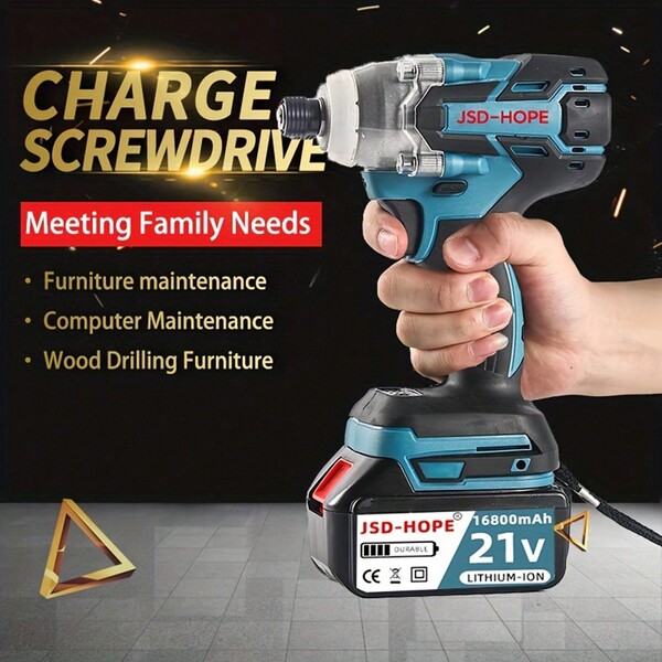 Brushless Lithium-Ion Electric Impact Screwdriver Machine, Rechargeable ...