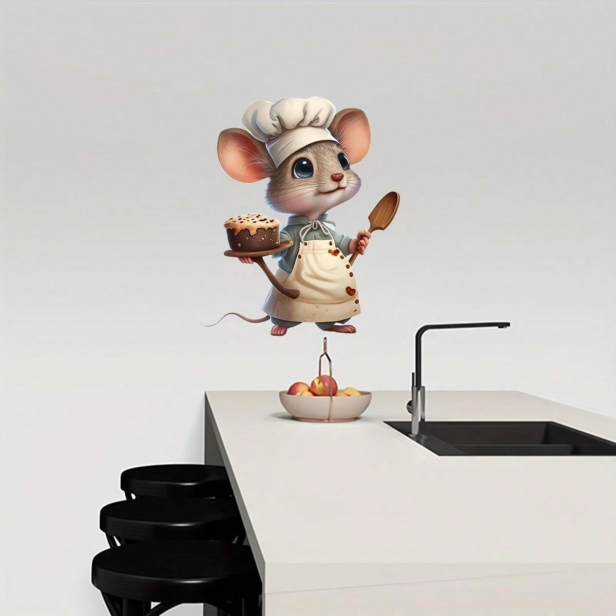 1 Stück 3d-kuchenmaus-leckermaul-wandaufkleber Für Wohnzimmer ...
