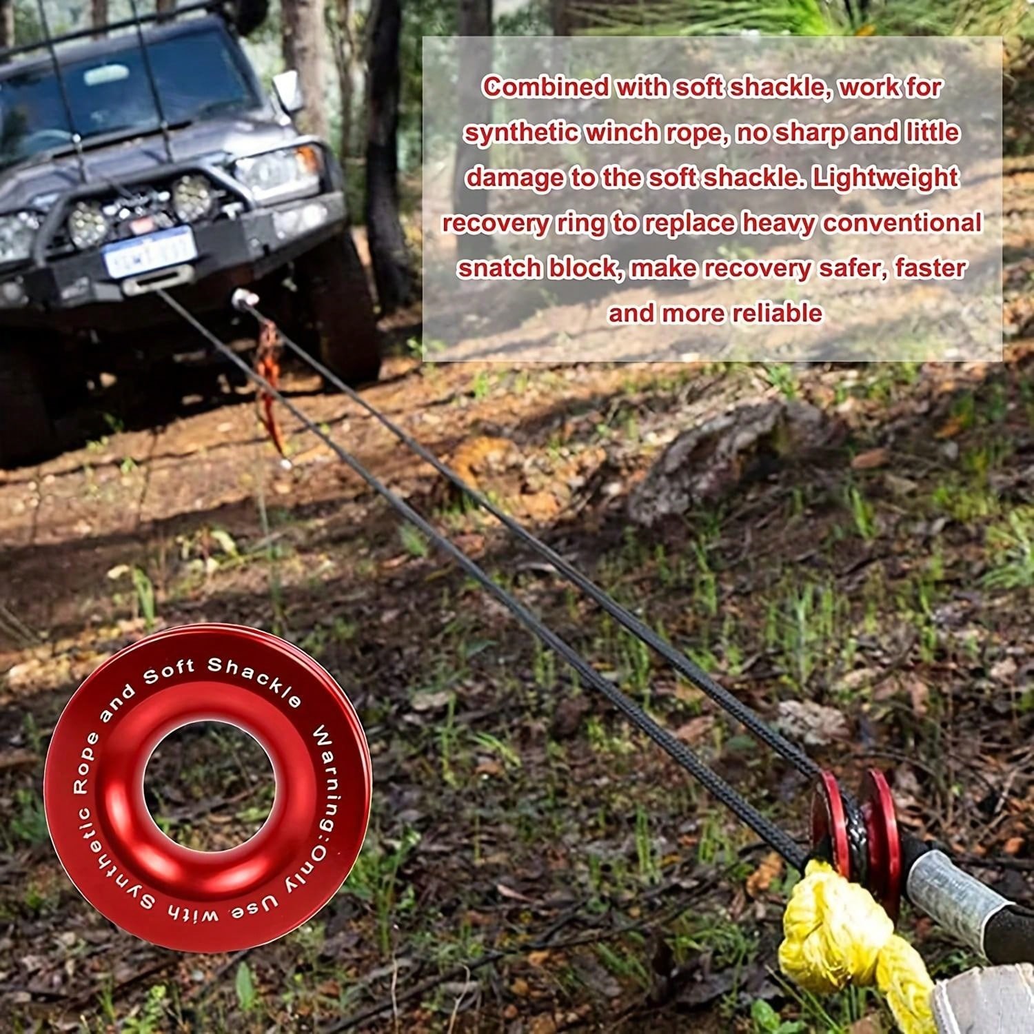 Winch Snatch Recovery Ring Compatible With Soft Shackle ATV UTV SUV ...