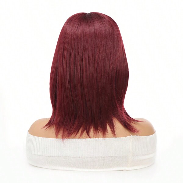 12 Inches Synthetic Wig Shoulder Length Wigs For Women Wine Bob Wig ...