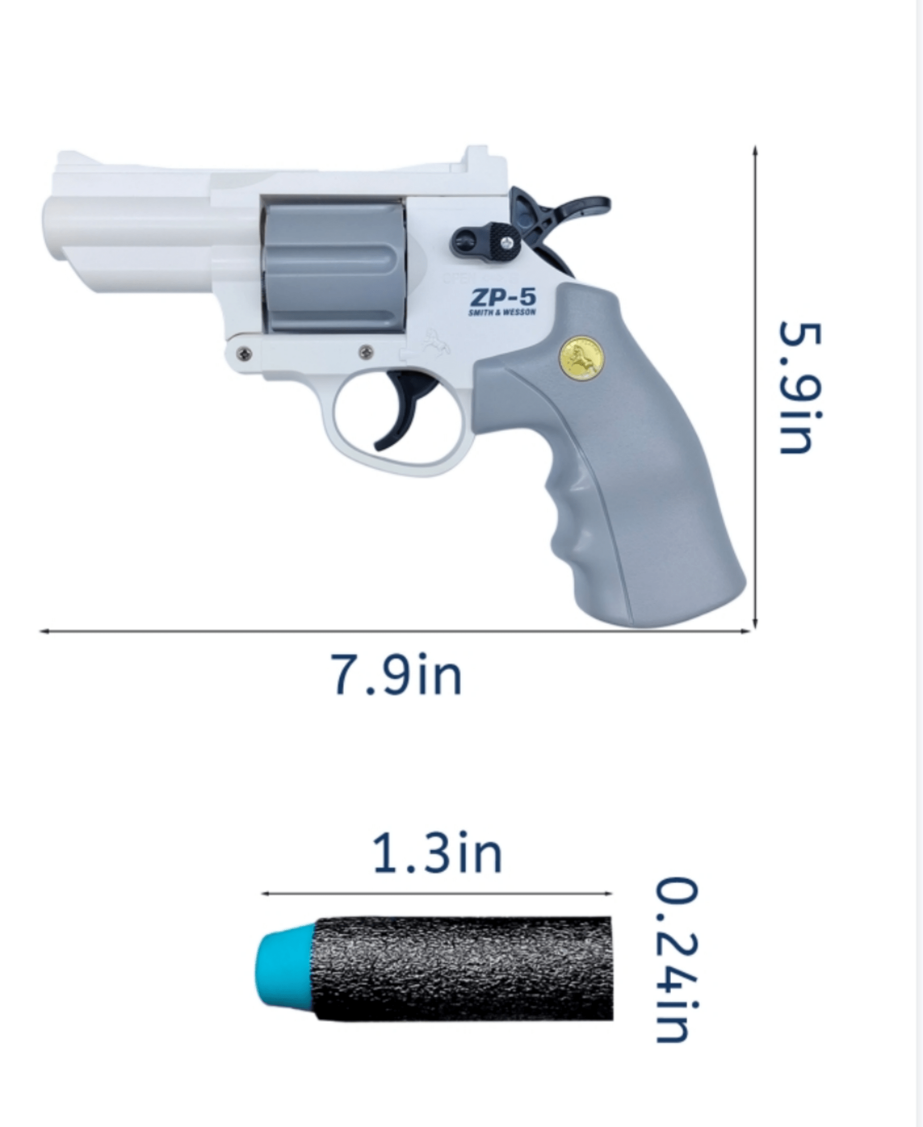 1 Turquoise Gray Soft Bullet Toy Gun Revolver Outdoor Toy Gun | SHEIN