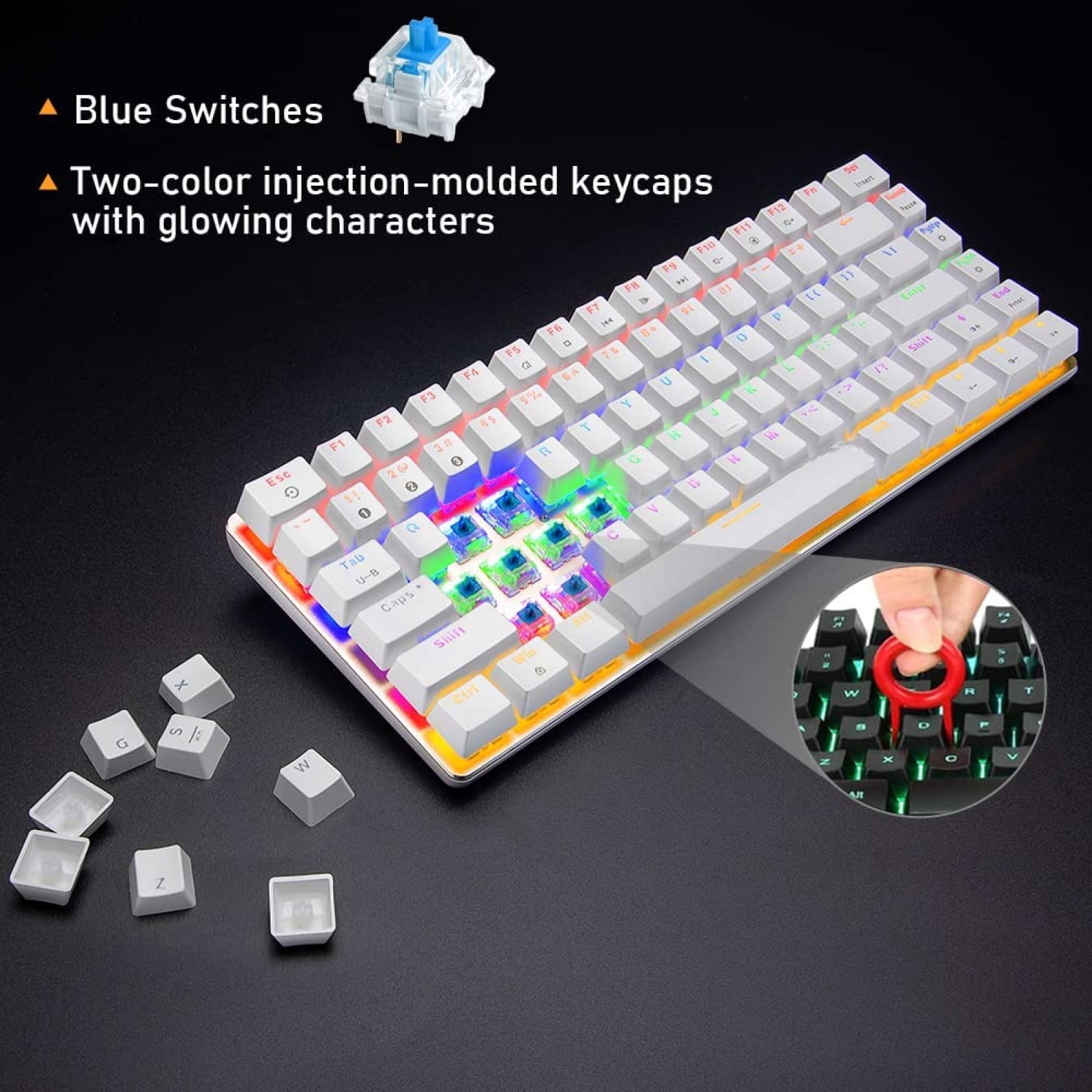 Game Mechanical Keyboard, TKL Wireless Game Keyboard Rechargeable ...