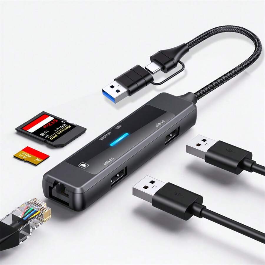 Usb 3.0 Type-C 5-In-1 High Speed Data Transfer Hub For External Devices ...