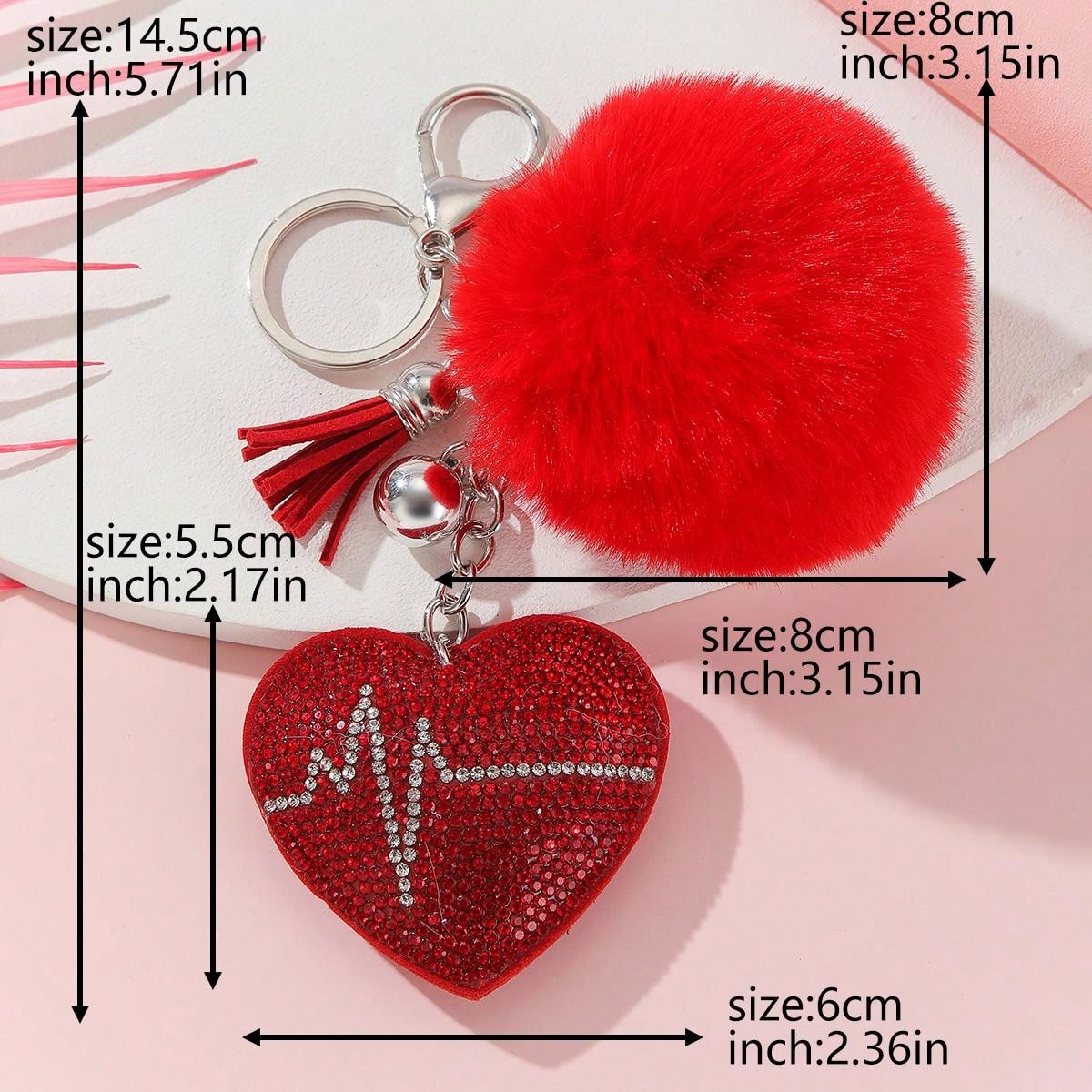 1pc Ladies' Diamond Inlaid Korean Velvet Solid Color Heart Shaped ...