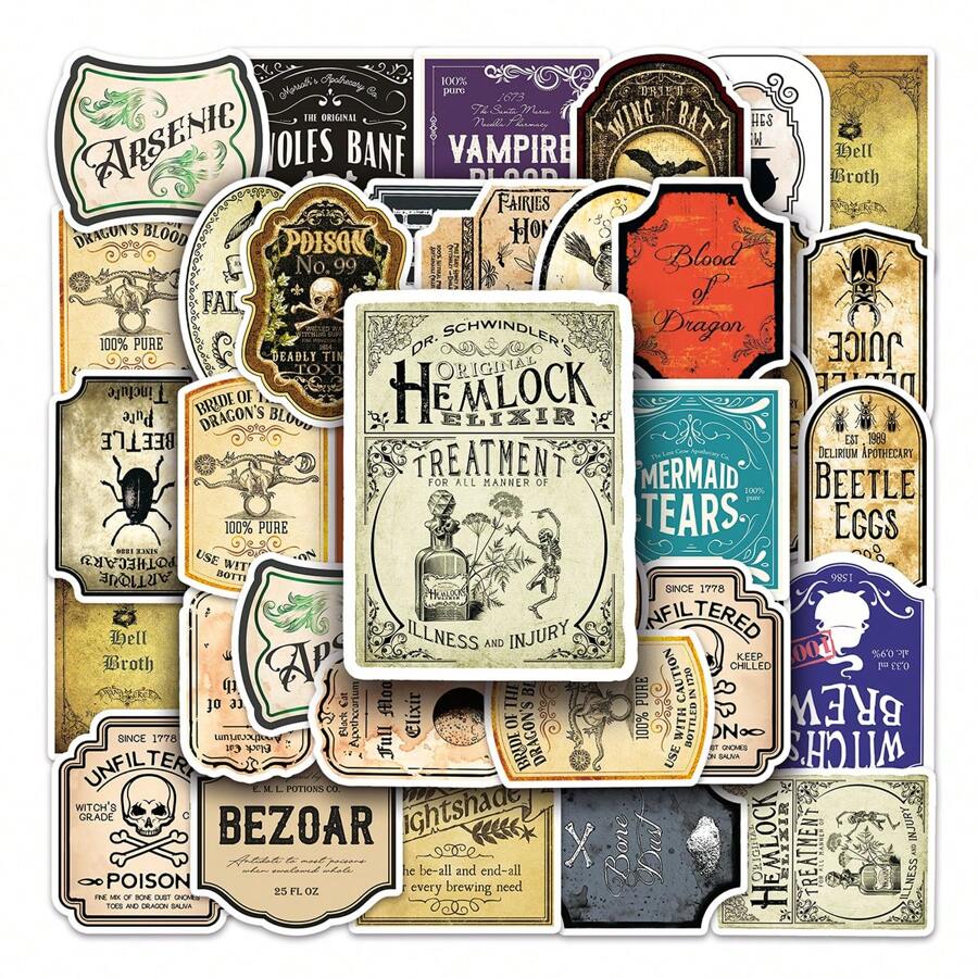 50pcs Decorative Tablet Stickers For Drug Labels With Doodles | SHEIN USA