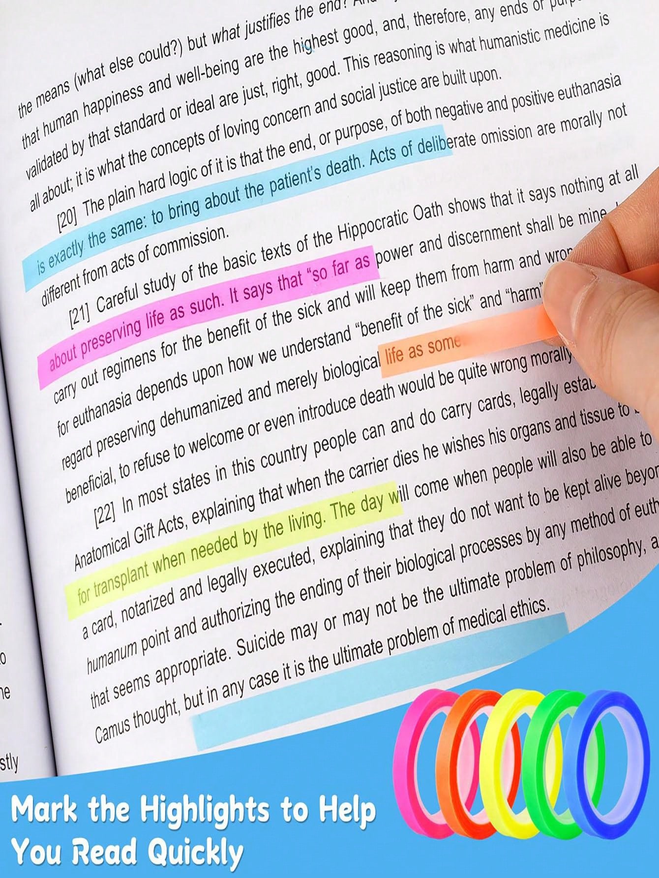 10 Rolls Index Labels, Fluorescent Transparent Sticky Notes, Waterproof ...