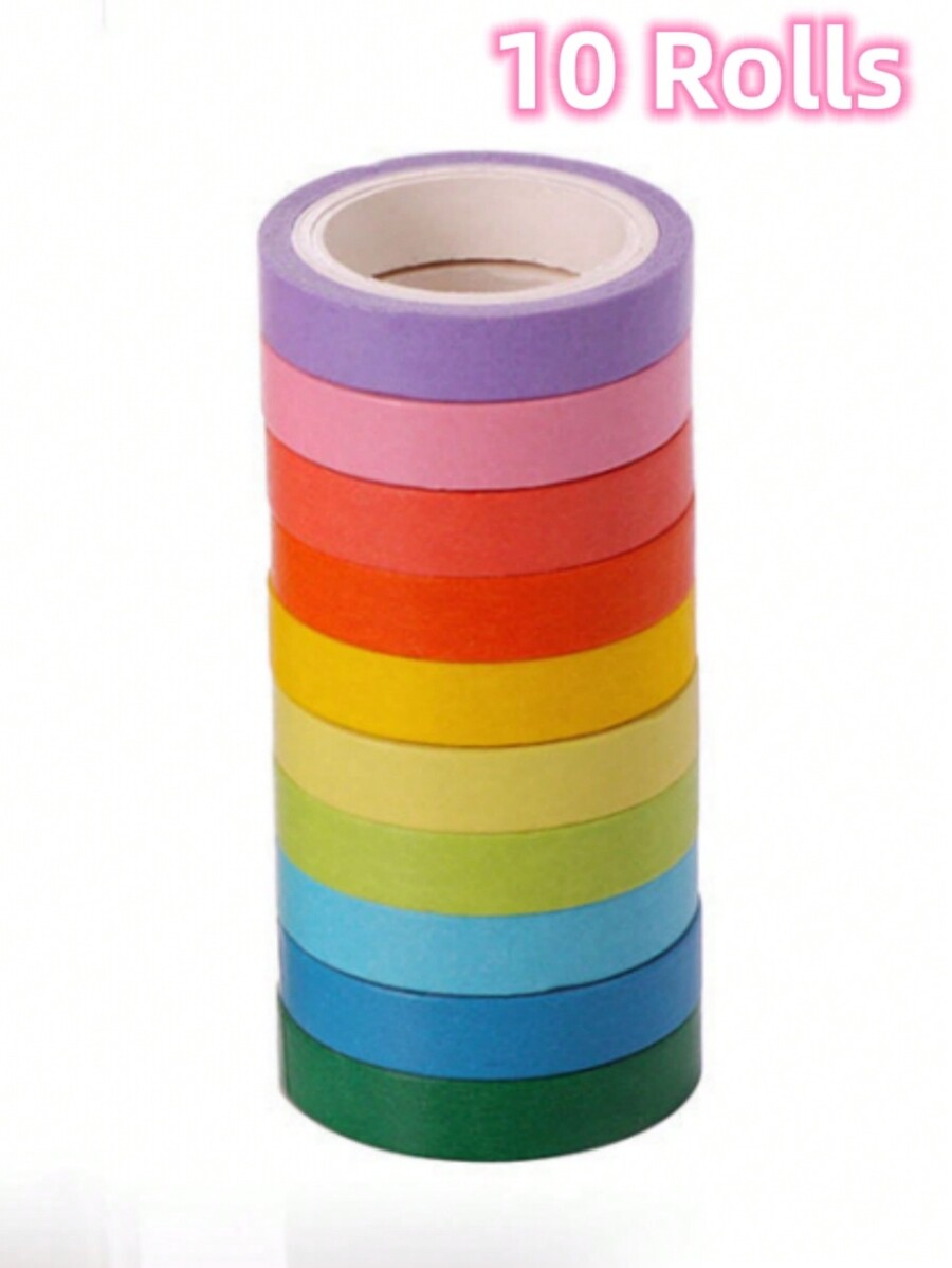 10Pcs Colorful Masking Tape Set-Perfect For Handicrafts,Labels,DIY ...