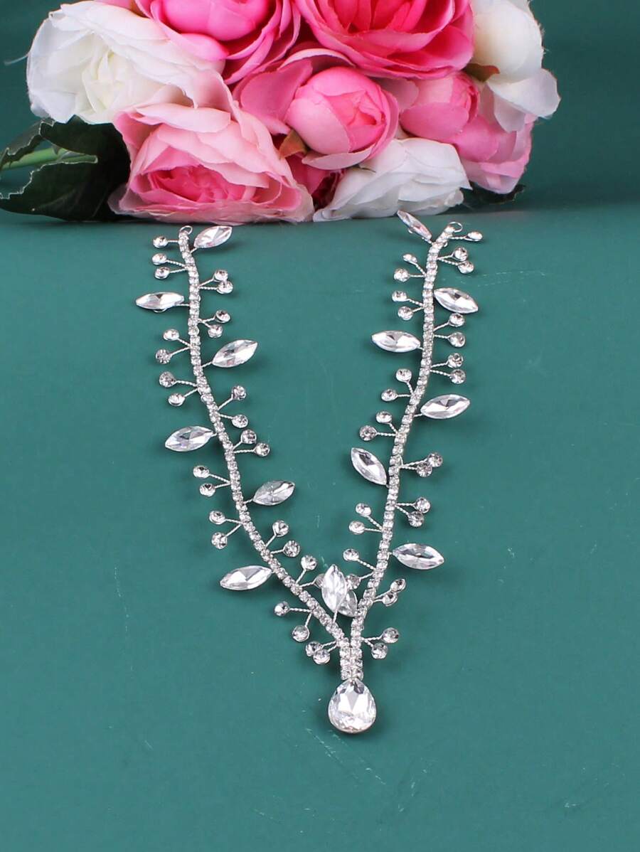 1p Bridal Simple Updo With Diamond Tiara, Water Drop Headband ...