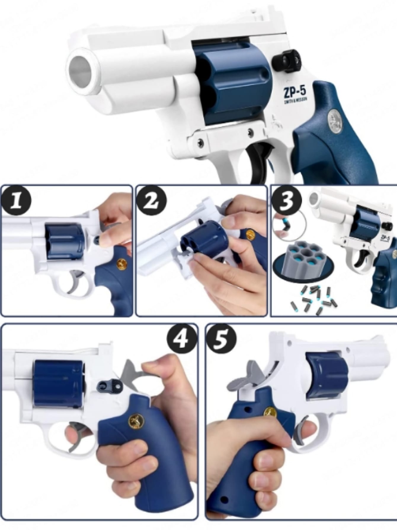 1 Turquoise Gray Soft Bullet Toy Gun Revolver Outdoor Toy Gun | SHEIN