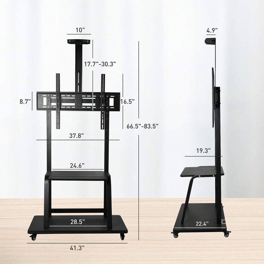 LUCKYERMORE 42-100" Mobile TV Cart With Wheels Rolling TV Stand ...