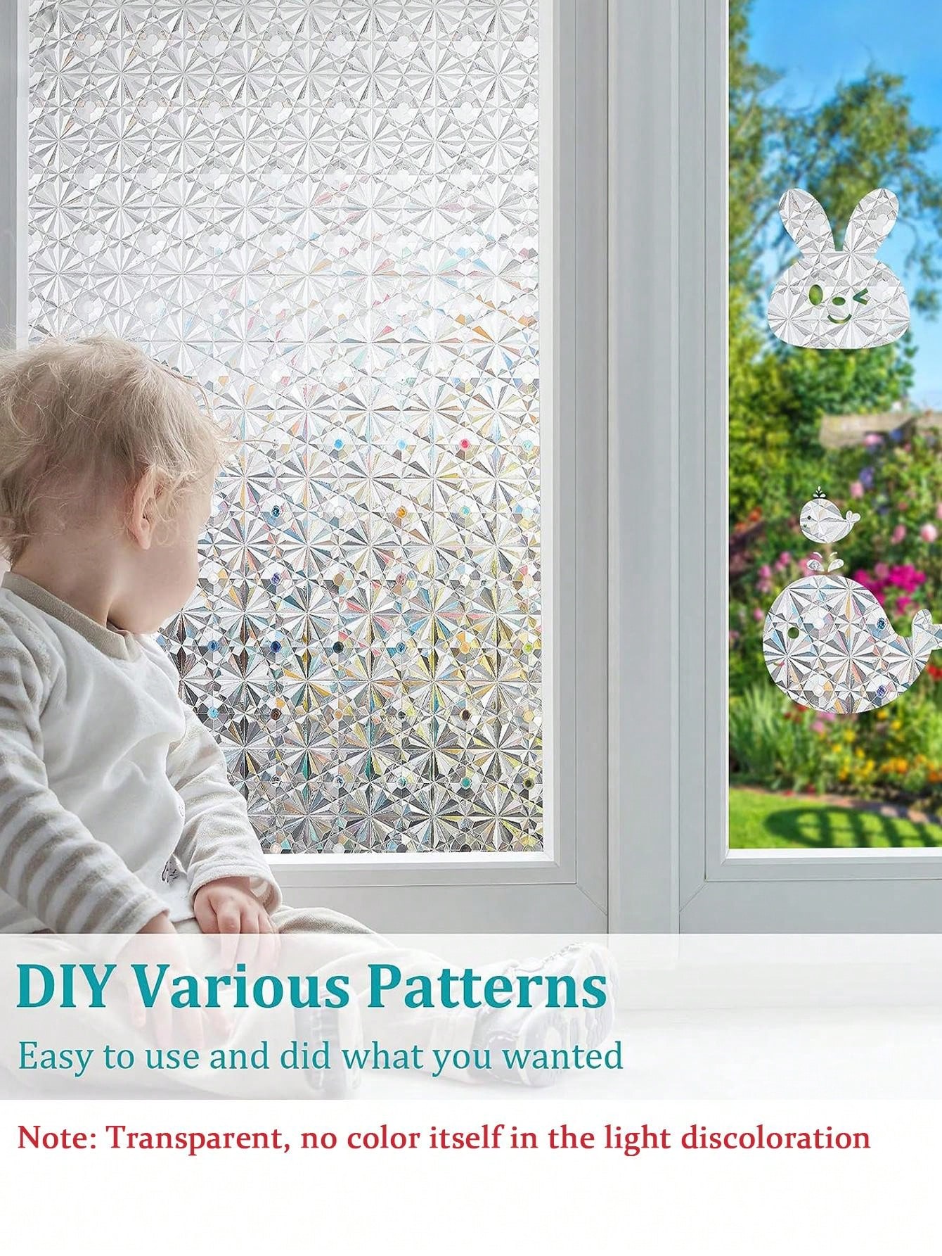 Window Privacy Film Matte Glass Window Sticker: Rainbow Glass Bathroom ...