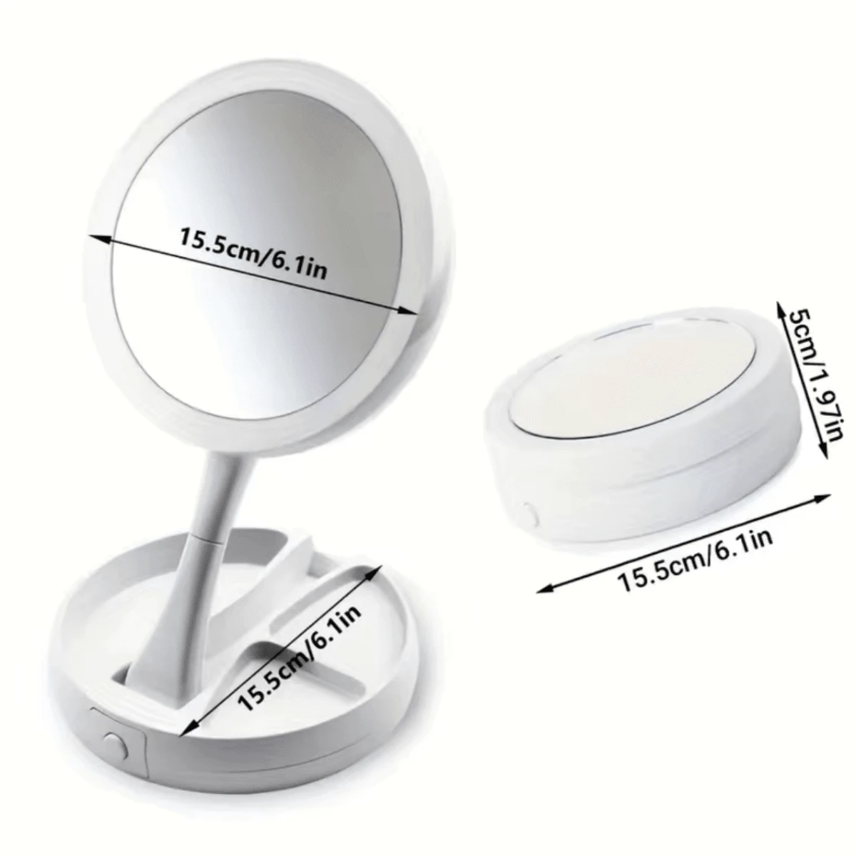 New Portable LED Makeup Mirror Desk With Light Folding Mirror Vertical ...