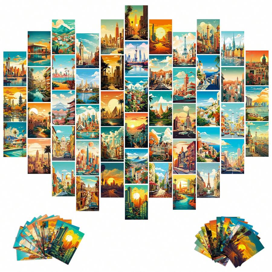 50 Landschap Muur Collageen Kit Aesthetisch , Kamer Decor Voor Tieners ...