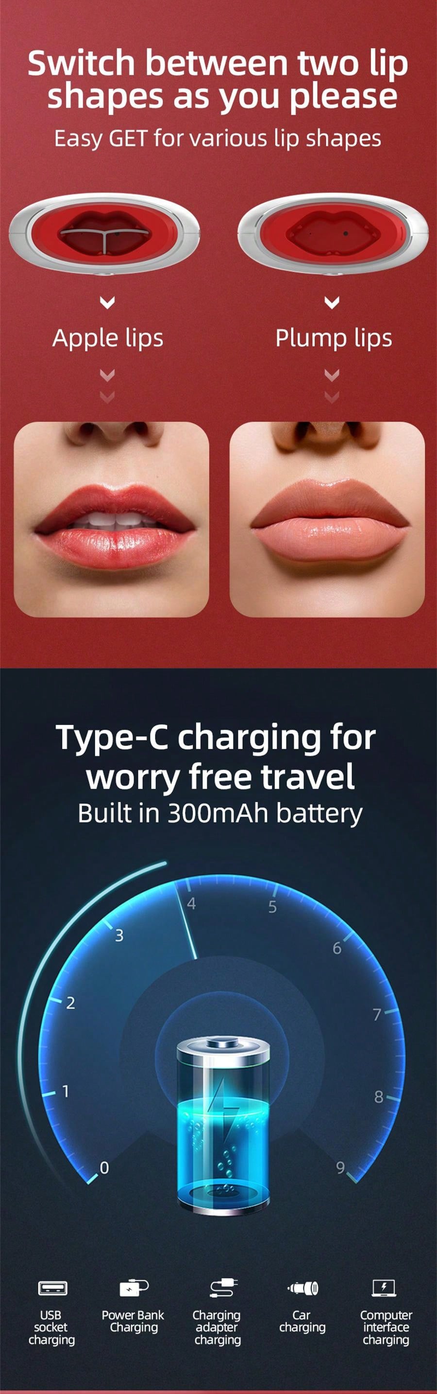 Electric Lip Plumper Portable Lip Enhancer Fuller Lip Enhancer Pouty