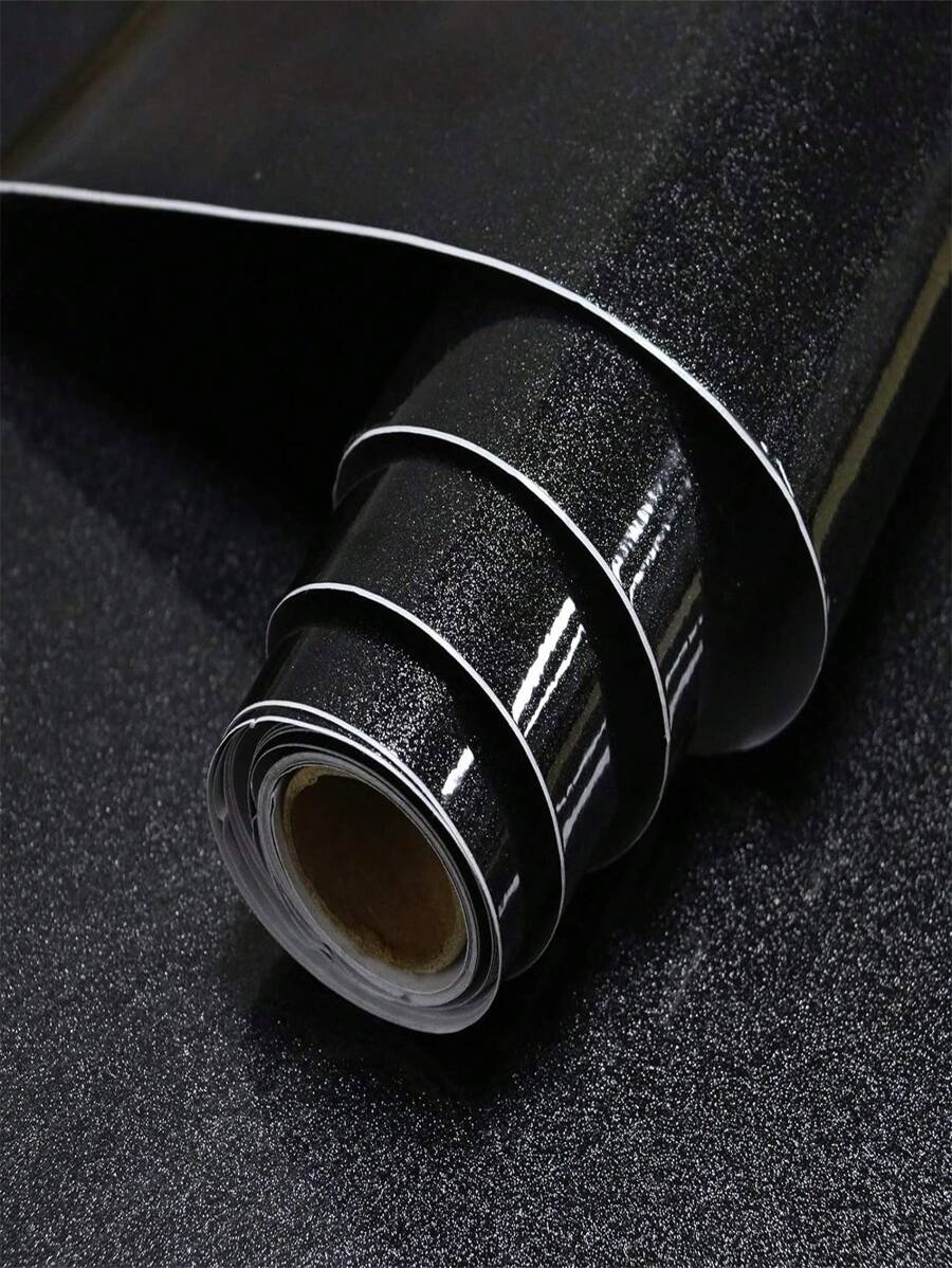 Black Sticky Back Plastic Glossy Self Adhesive Wallpaper Glitter Effect ...