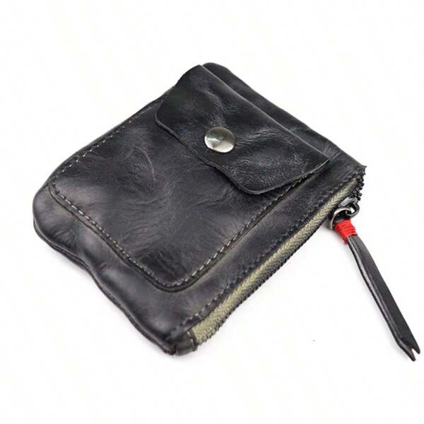 Genuine Leather Tanned Leather Zipper Driver'S License Wallet With ...
