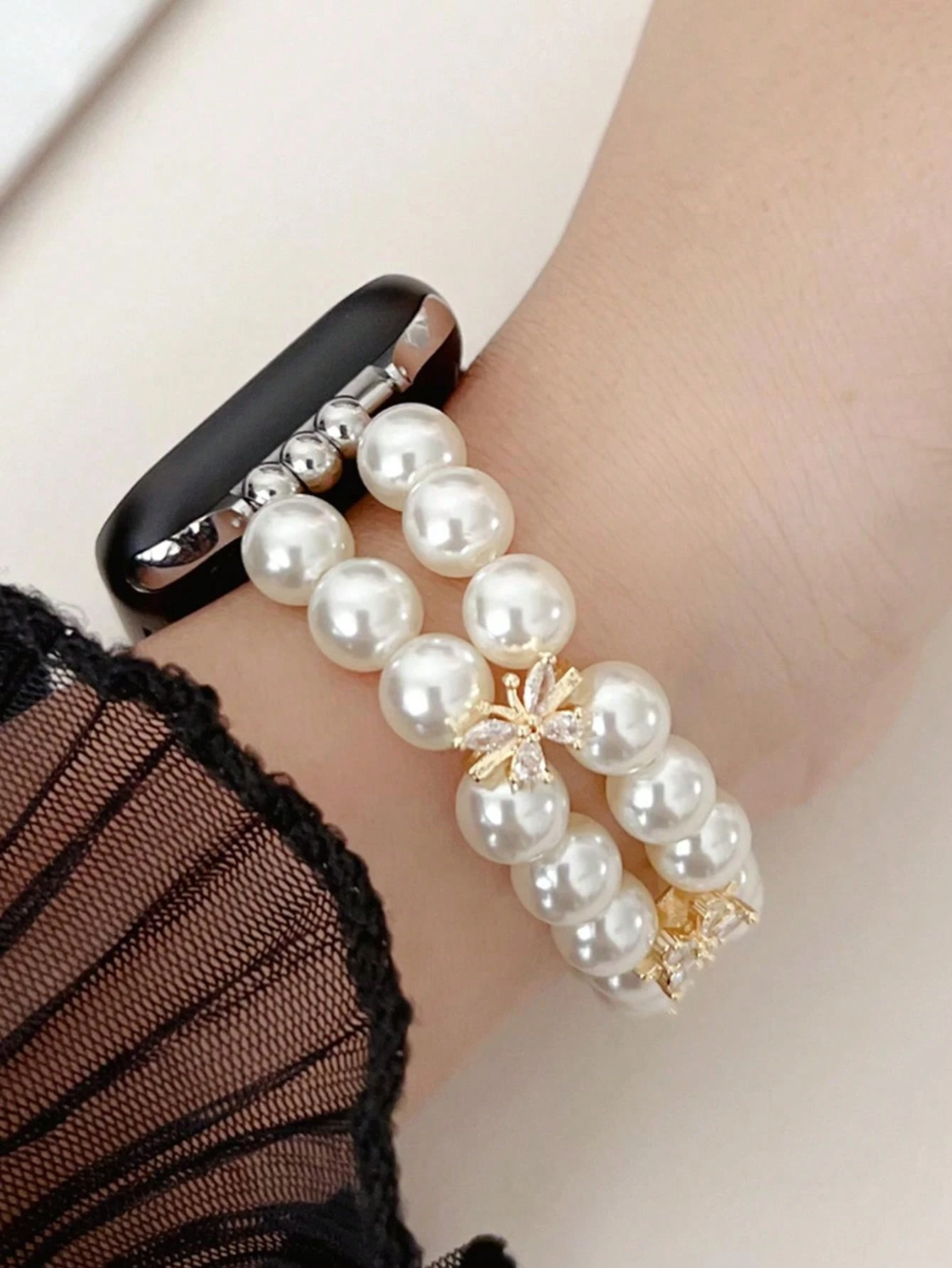 1 Stück Perlen Armband für Apple Watch, kompatibel mit Apple Watch Band ...