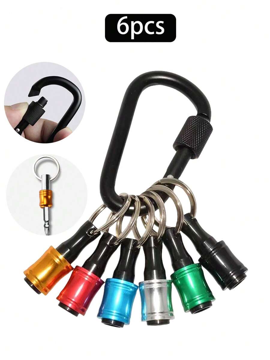 6pcs Mens Keychain 1 4 Inch Hex Shank Aluminum Alloy Screwdriver Bits