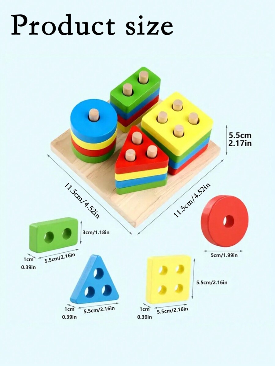 Wooden Sorting And Stacking Toy For Kids, Montessori Toy For 3 Years+ ... Wooden Sorting And Stacking Toy For Kids, Montessori Toy For 3 Years+ ...