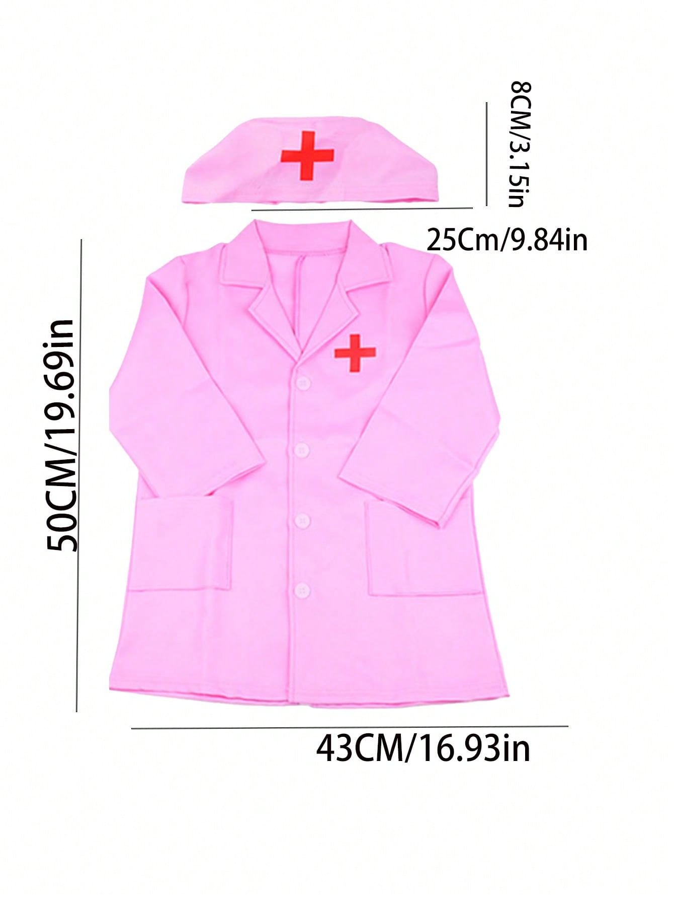 4pcs Doctor Role Play Costume Set In Pink(Long Sleeve Nurse Uniform ...