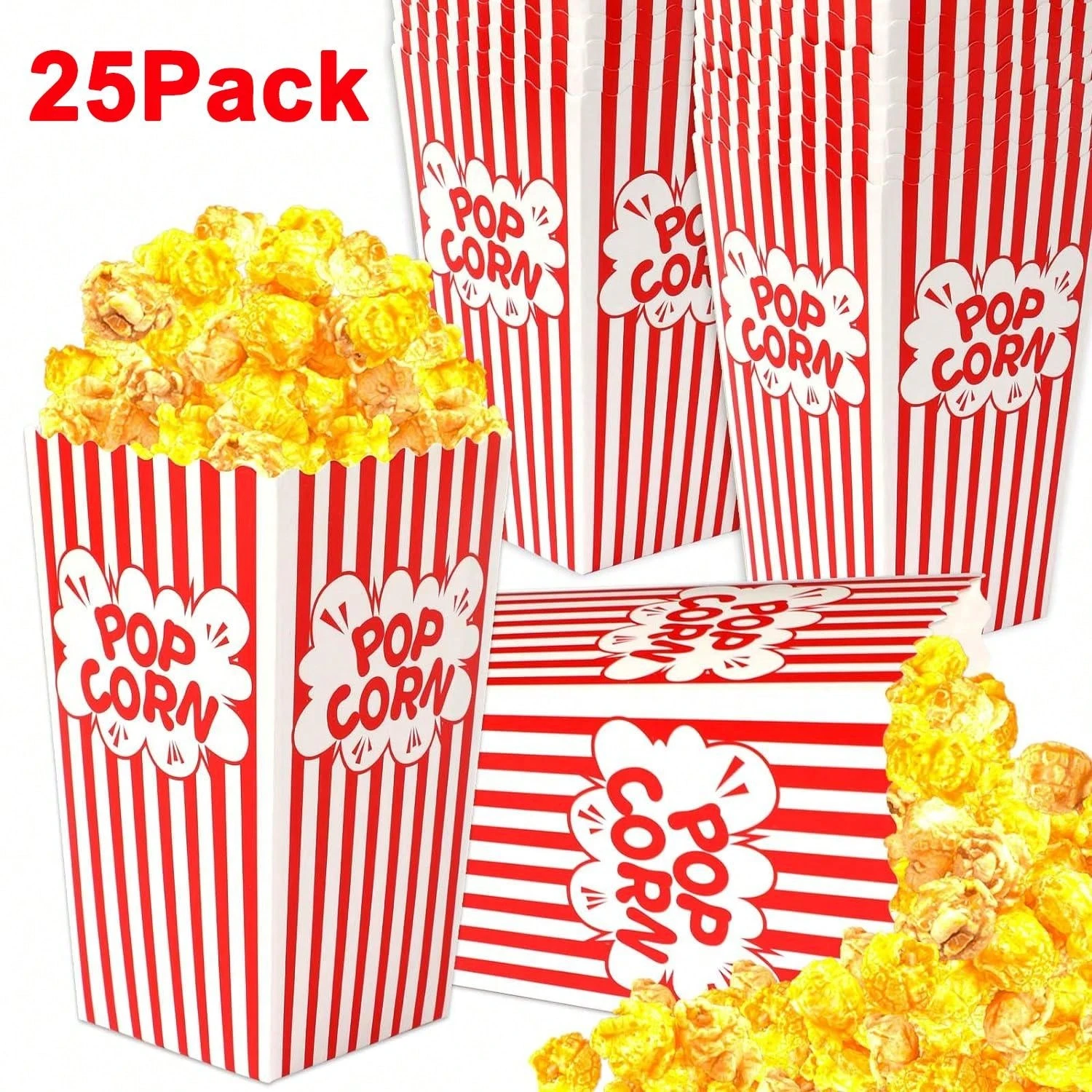25 Cartons De Pop-corn Jetables, Boîtes À Frites, Seaux Carrés Pliants ...