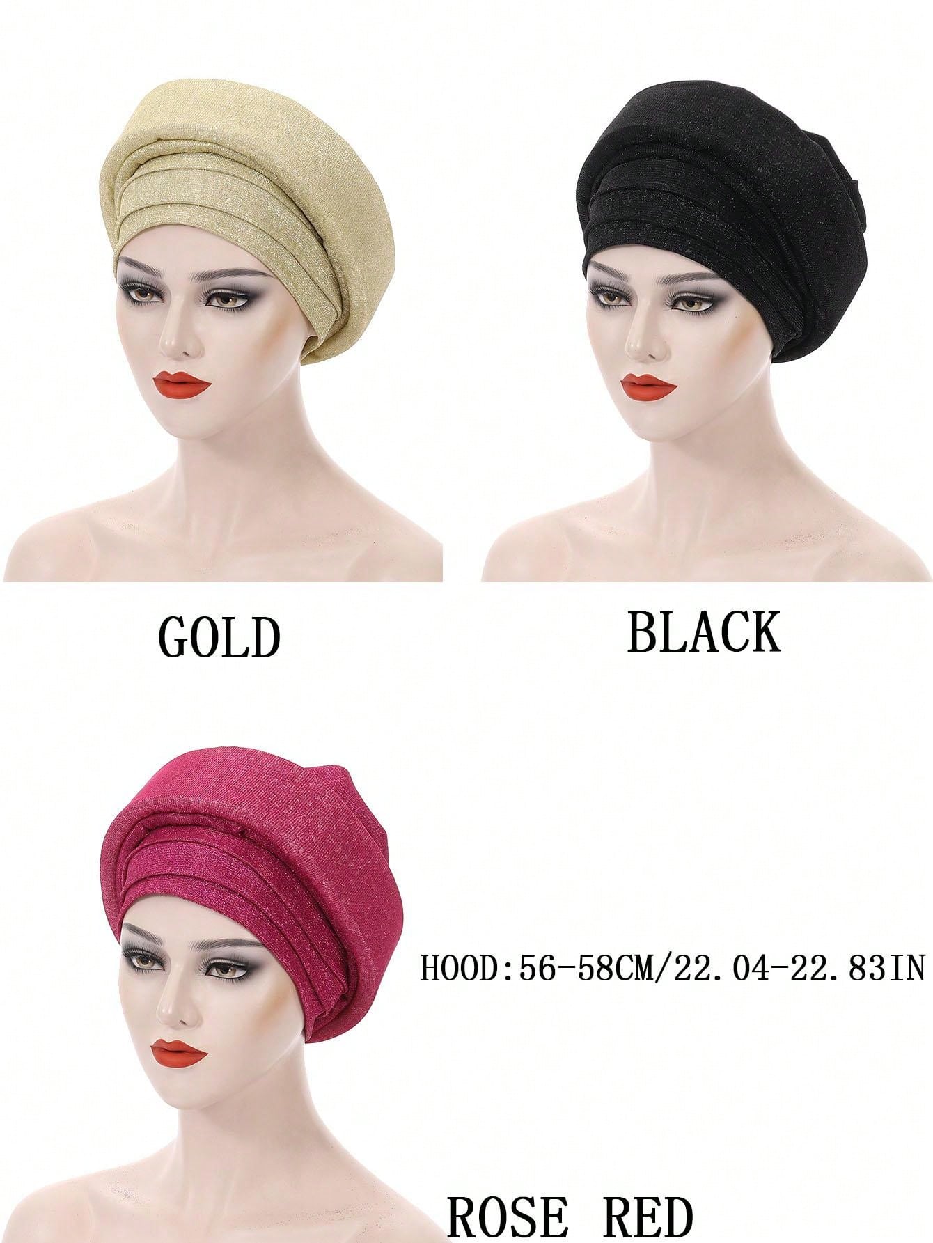 Pleated Women's Turban Cap Female Head Wraps Elegant Auto Gele Headtie ...