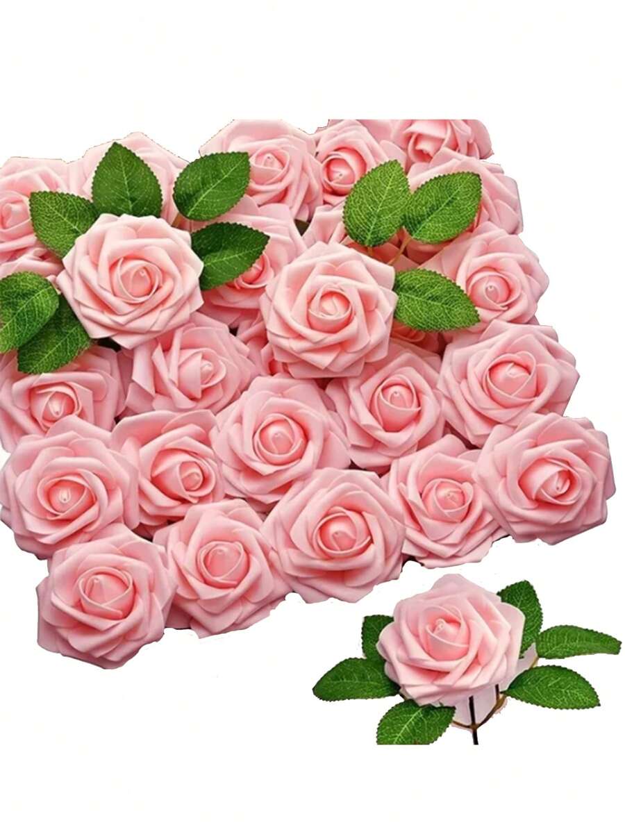 25pcs Rose Artificial Flowers(No Leaves) Foam Fake Roses Wedding ...