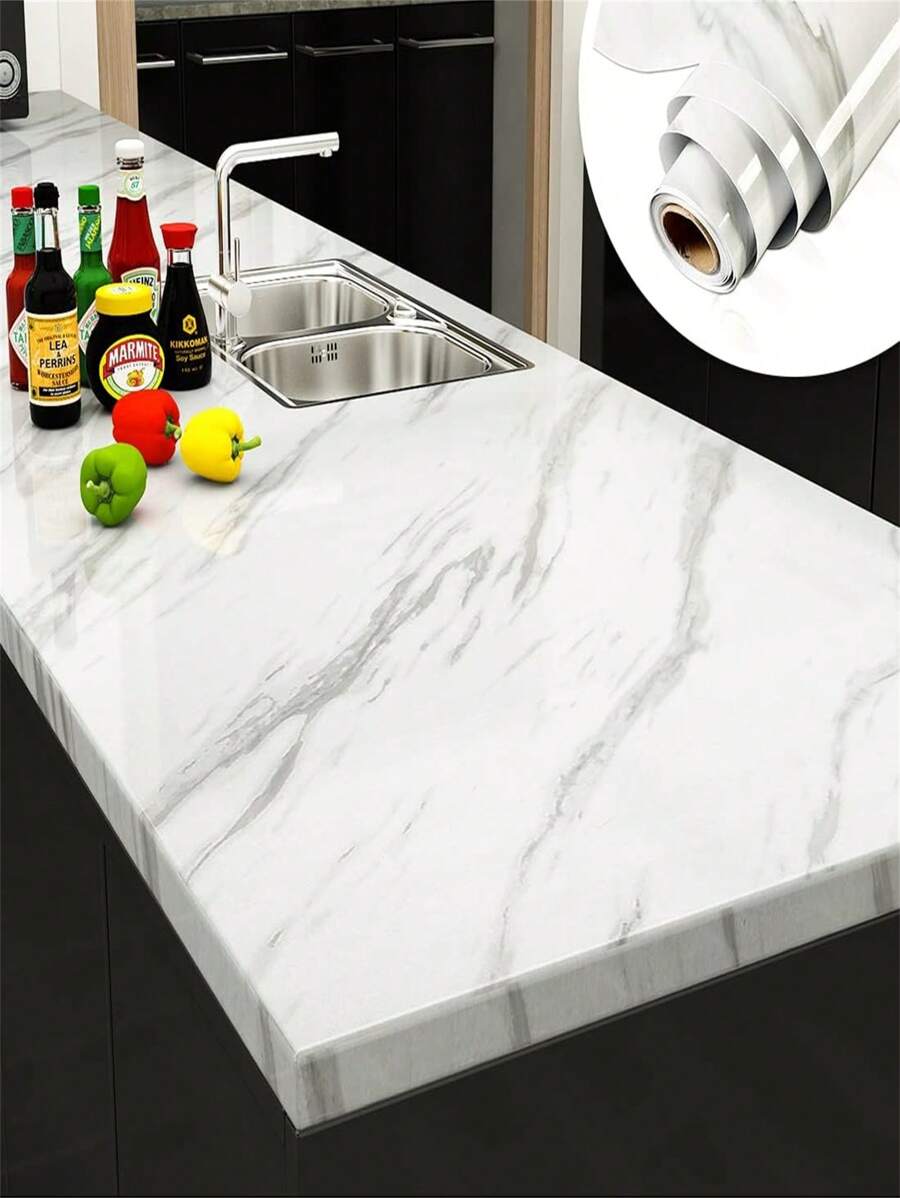 White Marble Contact Paper For Kitchen Counter Top Contact Paper ...
