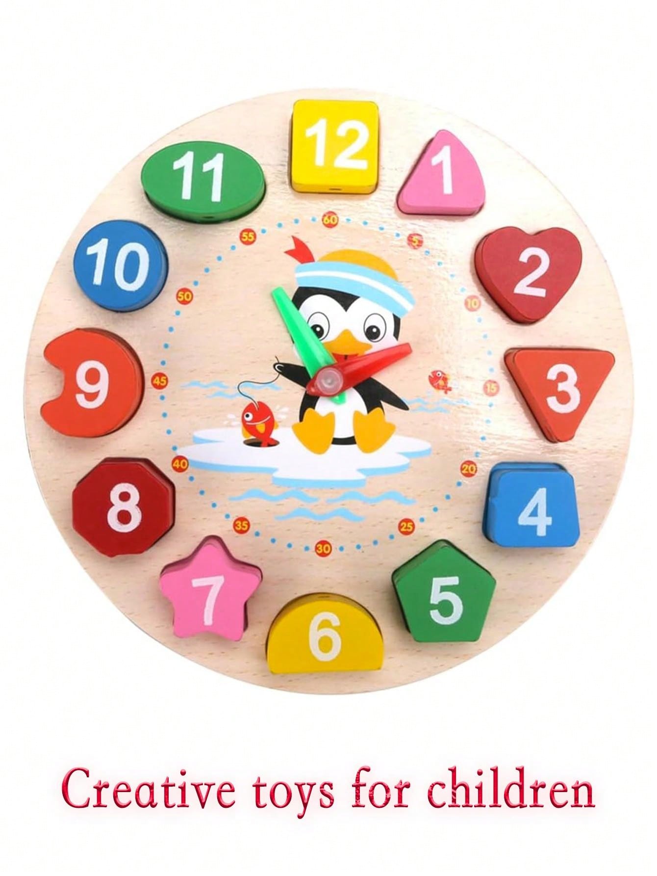 Children's Wooden Digital Beaded Penguin Clock, Toddlers' Shape ...