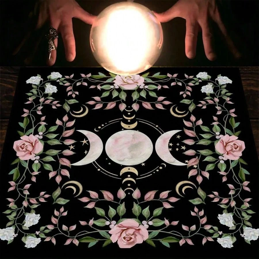 Triple Moon Altar Cloth Alter Cloth Tablecloth Flower Wicca Mat Decor ...