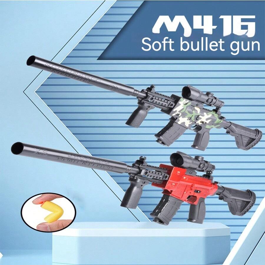 2024 New Product 1 Set, Extended M416 Toy Gun, Foam Suction Cup Soft Bullets, Extremely Long ...