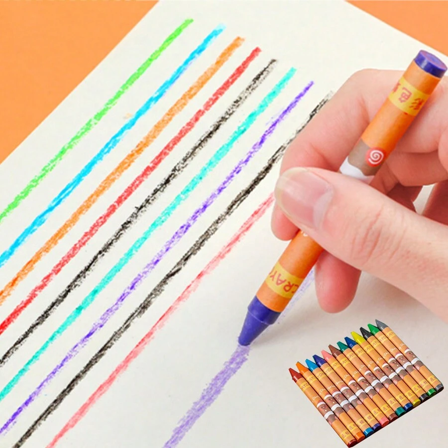 12-Color Crayons, Kids Paint Stick, Drawing And Scribble Stationery ...