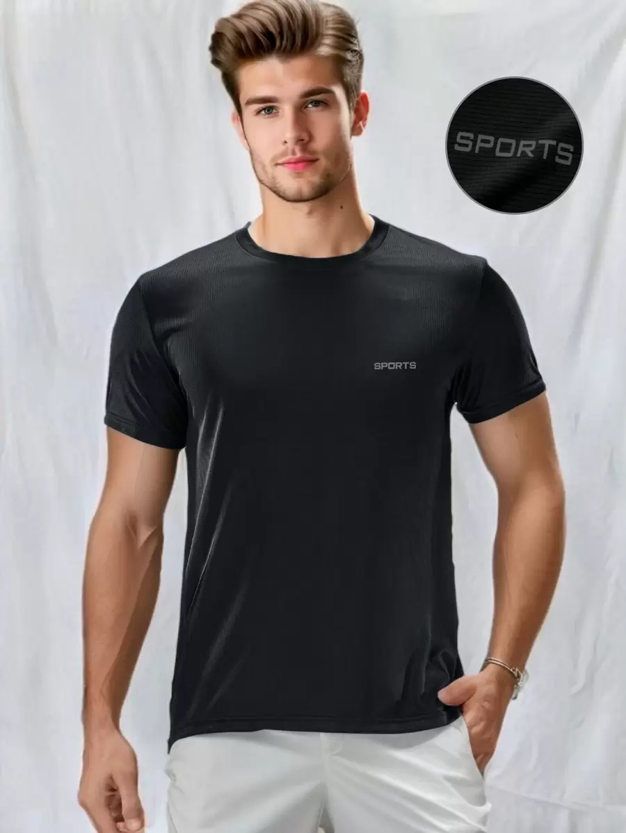 Men's Quick-Dry Gym Sports Shirt, Running Fashionable Casual T-Shirt ...
