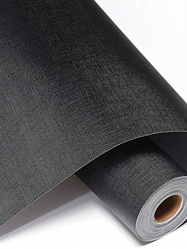 1m Pure Black Textured Self-Adhesive Wallpaper Room Background Table ...