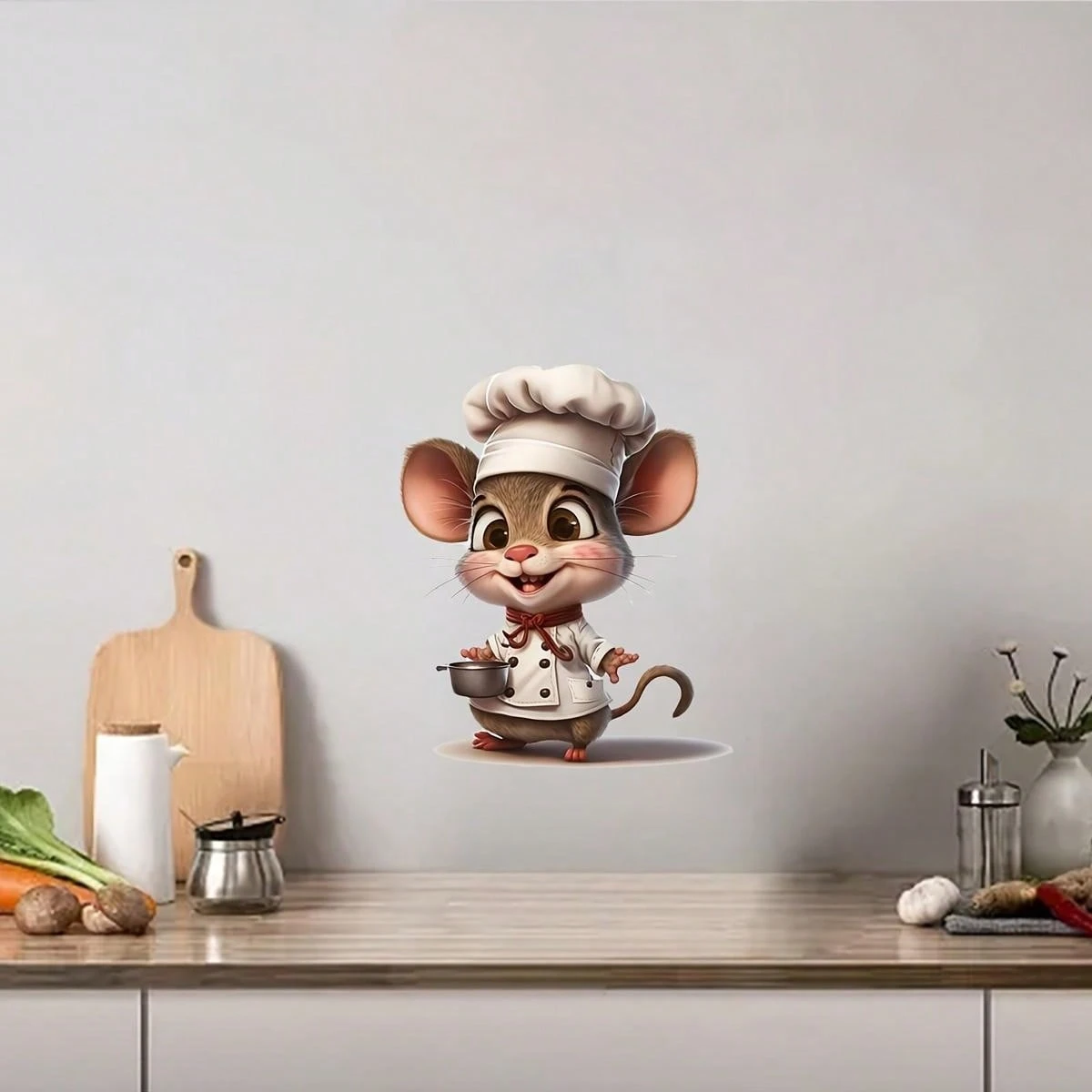 1pc 3d Funny Chef Mouse Wall Sticker,Pantry Restaurant Kitchen Stair ...