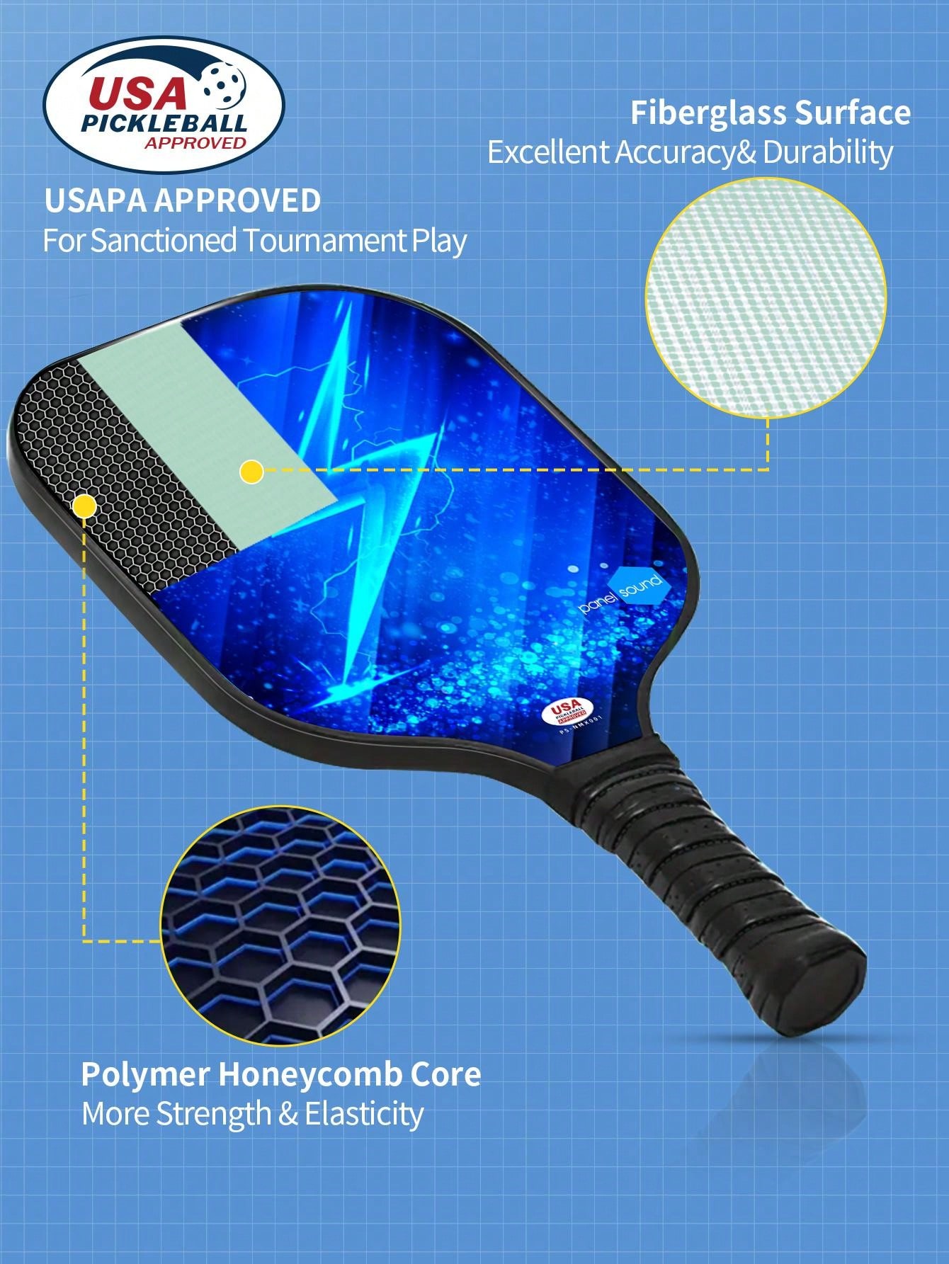 Pickleball Paddles, Pickleball Paddles Set Of 2, Fiberglass Surface ...