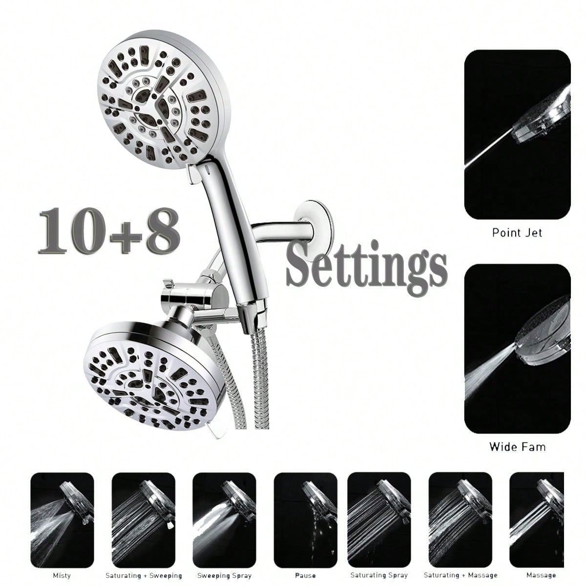 10+8 Function Handheld Shower Head With Water Pressure Boosting, 5 ...