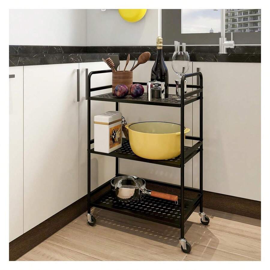 3-Tier Metal Utility Multipurpose Rolling Cart, Large Capacity Heavy ...
