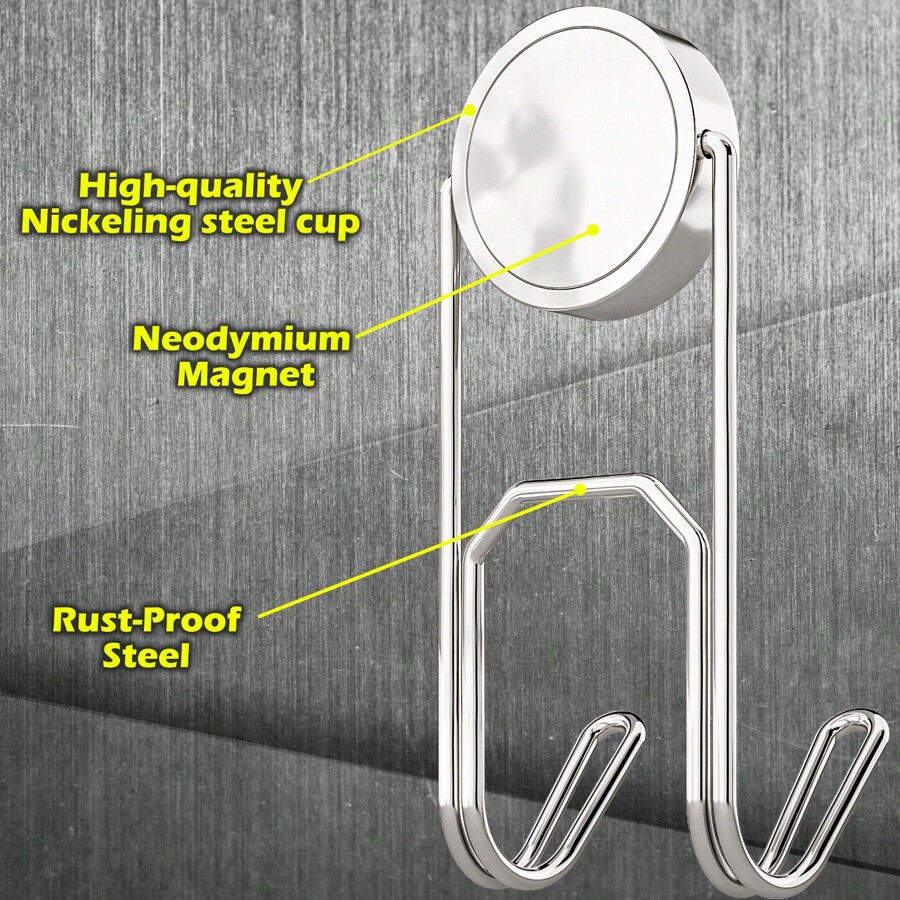 3pcs Super Strong Magnetic Double Hooks, φ25mm Base Heavy Duty Magnetic ...