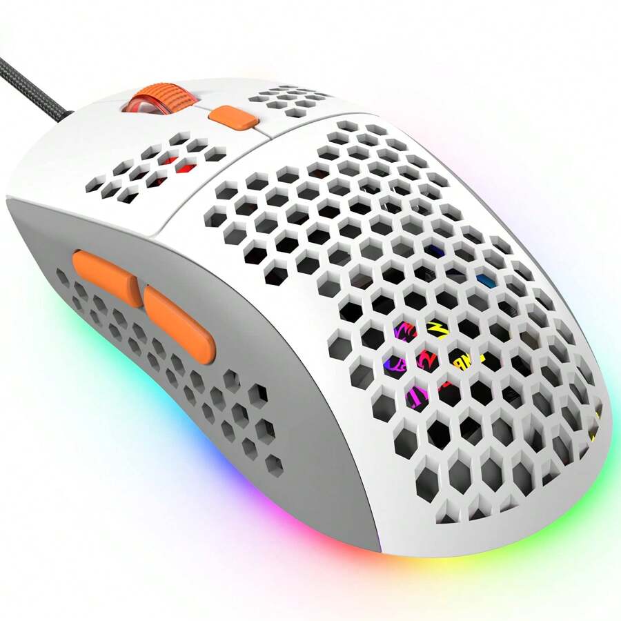 ATTACK SHARK * ZIYOU LANG kabelgebundene RGB Gaming Maus, 65g leicht Waben-Design Ultralight ...