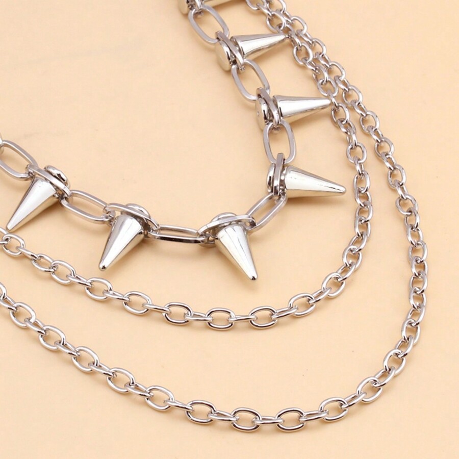 1pc Hip-Hop Punk Style Rivet Metal Decoration Double Layer Waist Chain ...
