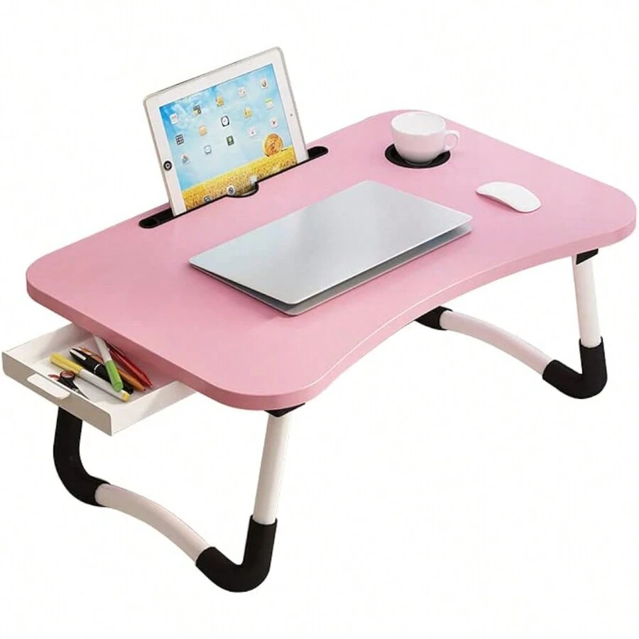 Lap Table, Folding Table, Tray Table With Storage Drawers, Cup And ...