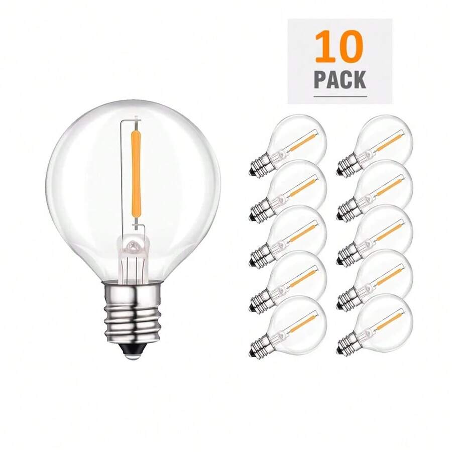 10PCS LED G40 Clear Globe Bulbs, E12 Base Plastic Warm Replace G40 5W ...